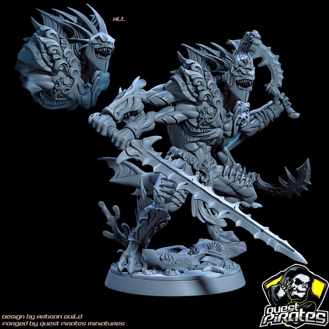 Locathah Fighter Makakuna 40mm Unpainted Miniatures Tabletop Miniatures ...