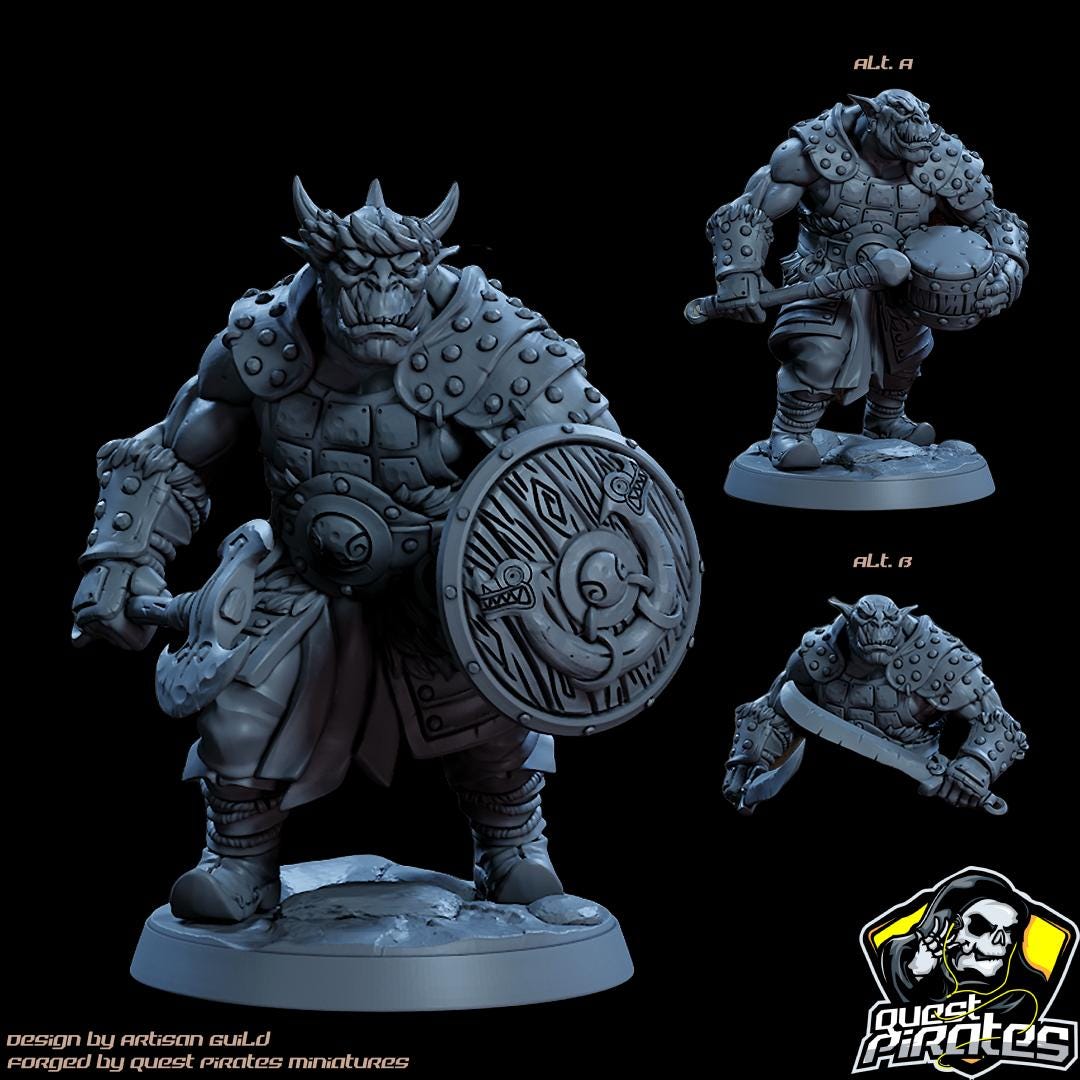 3D Printed Warrior Orr'ug 38mm Unpainted Miniatures Tabletop Miniatures ...