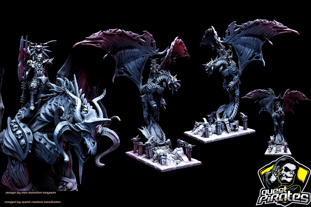 Dracolich Rider Miniature – 275mm Resin RPG Figure, D&D - Etsy