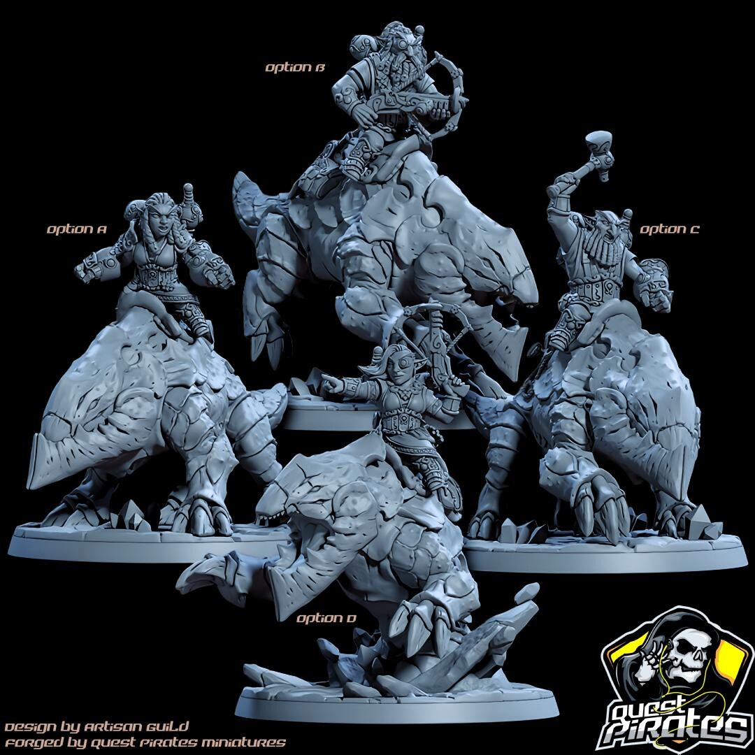 3D Printed Miniature Mounted Diggers for DND - Tabletop Gaming Figures ...