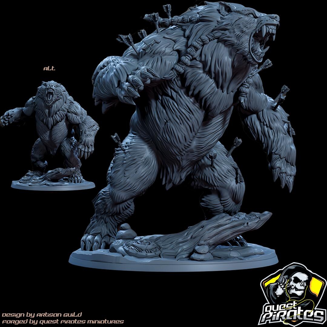 Epic Boss Giant Bear 3D Printed Miniature Dungeons and Dragons ...
