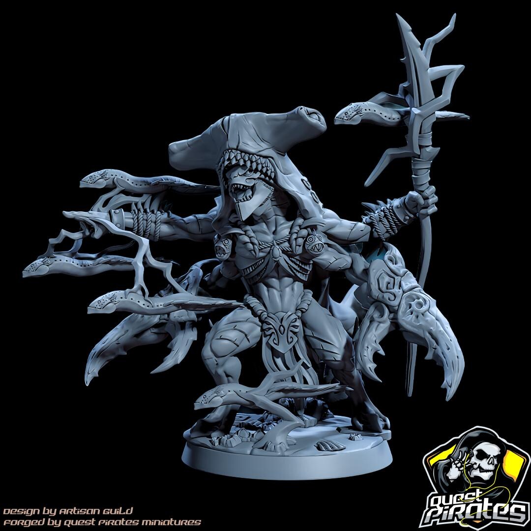 Locathah Shaman Zarkash 40mm Unpainted Miniatures Tabletop Miniatures ...