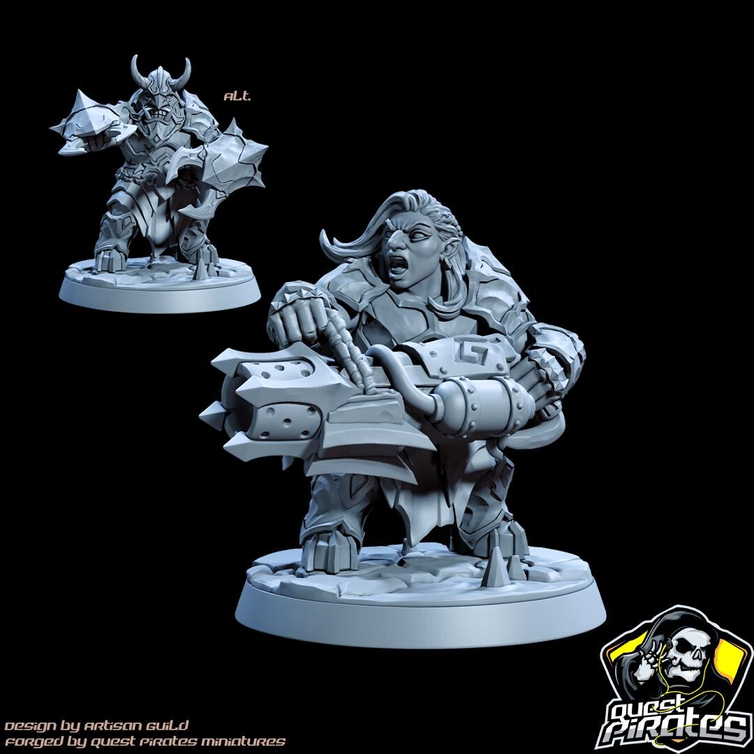 3D Printed Dwarf Miniature - Female Gunslinger/shaman Fighter, 24mm ...