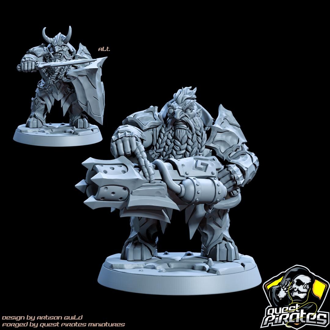 3D Printed Dwarf Gunner/armored Warrior Miniature, 24mm Unpainted ...