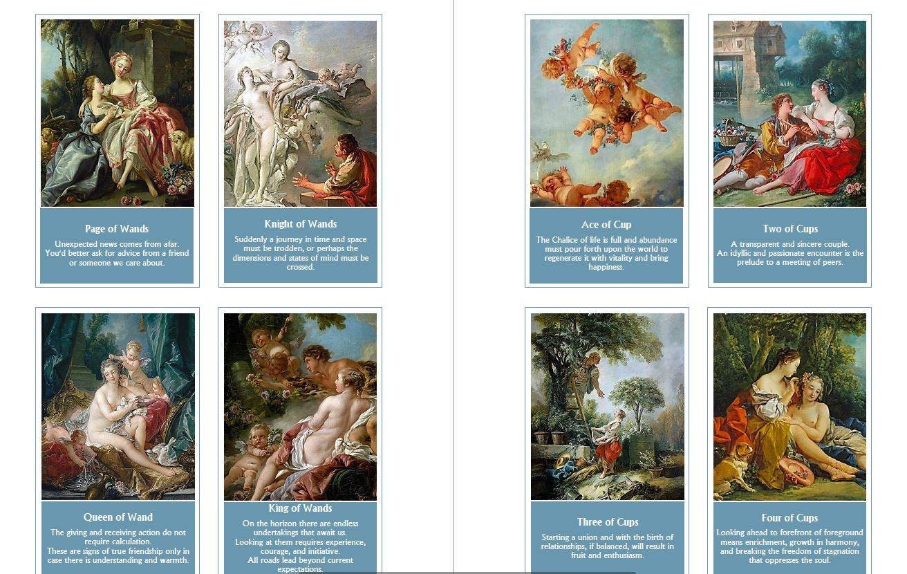 Rococo Art Tarot Deck. Late Baroque Tarot. Boucher and | Etsy Canada