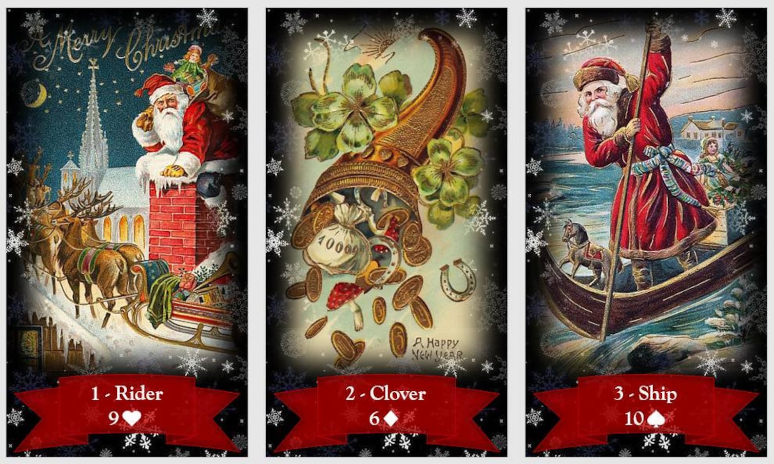 Christmas Lenormand Oracle Deck. Vintage Santa Claus | Etsy