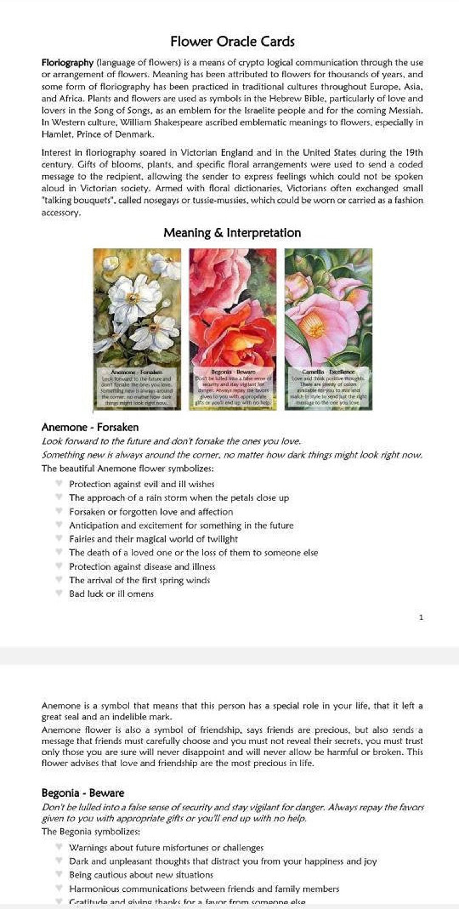 Flowers Oracle Deck. Watercolor Art - Etsy