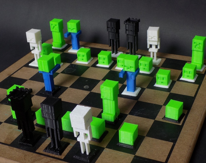 3D Printed Minecraft Chess Pieces BOARD NOT INCLUDED, Custom Chess Set ...