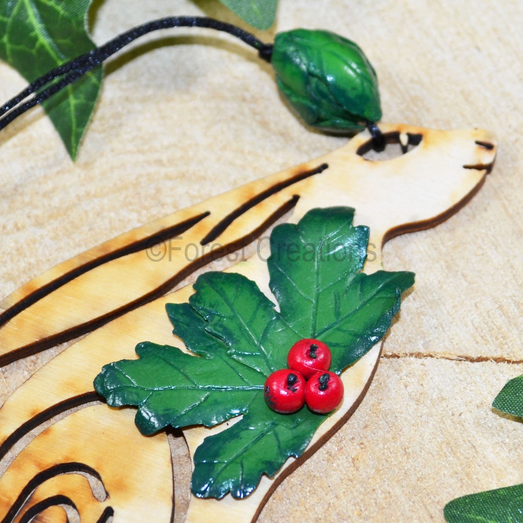 Hawthorn Hare Wooden Hare Hanging Decoration. Wall Hanging. - Etsy