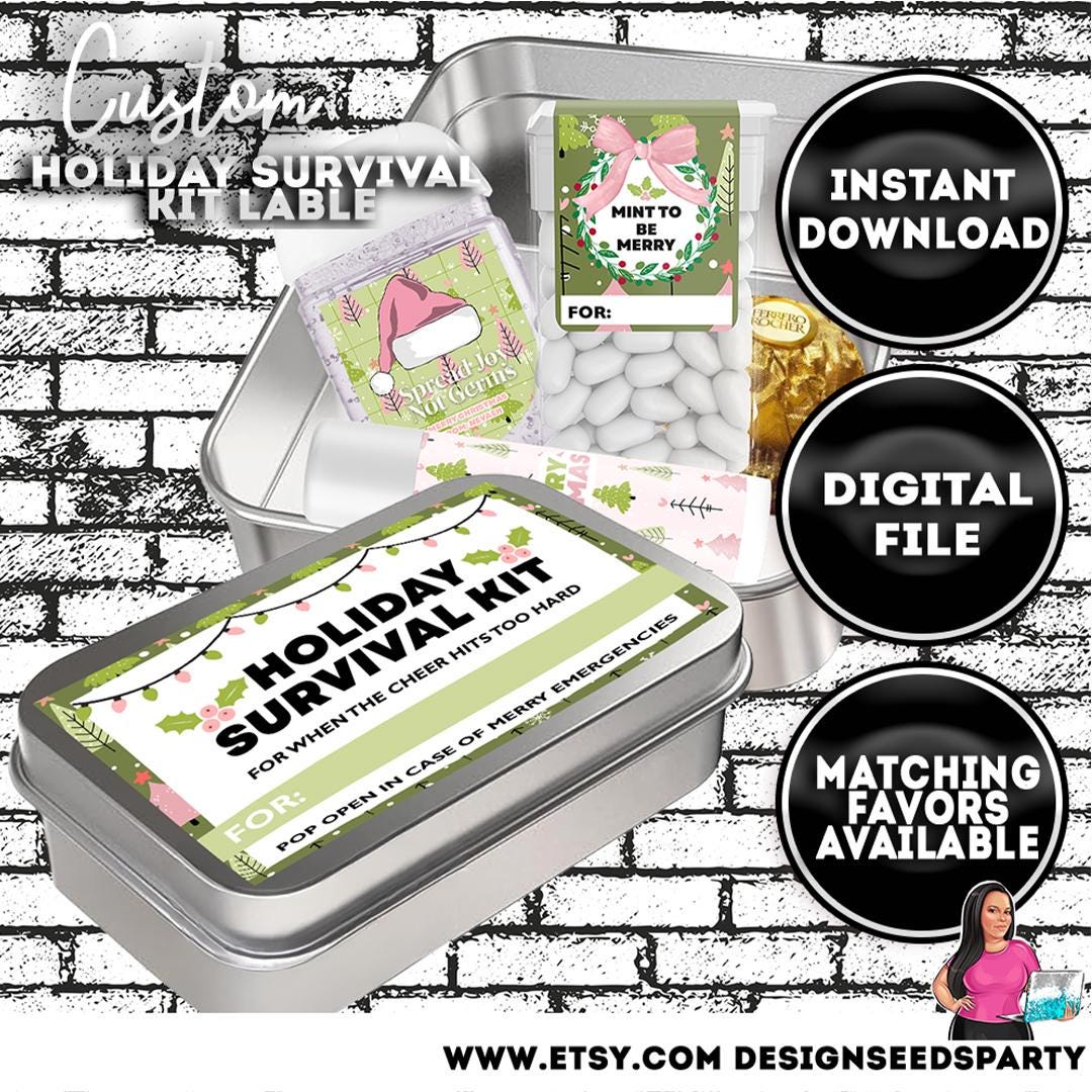 Holiday Survival Kit Printable – Custom Christmas Favor Labels - Etsy