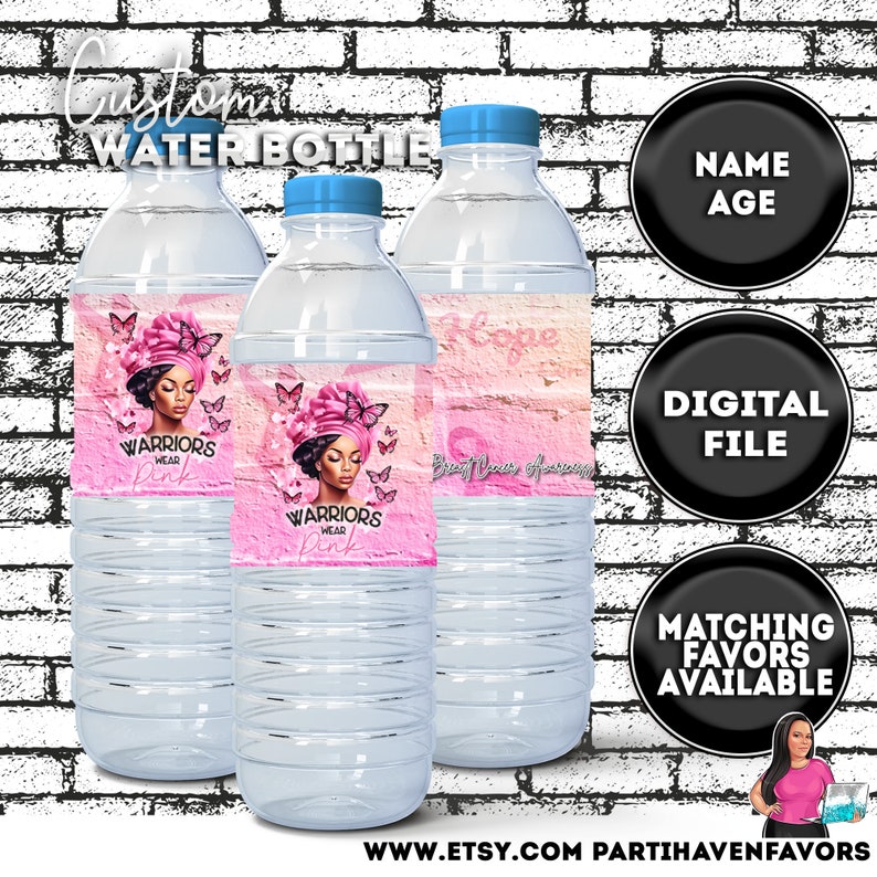 Water Bottle Label - Breast Cancer Awareness -digital Instant Download- Party Favor Printable - Etsy