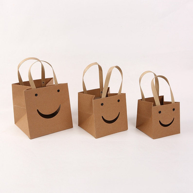 Paper Bags With Smiley Face 10 Pcs. Paper Shopping Bags - Etsy