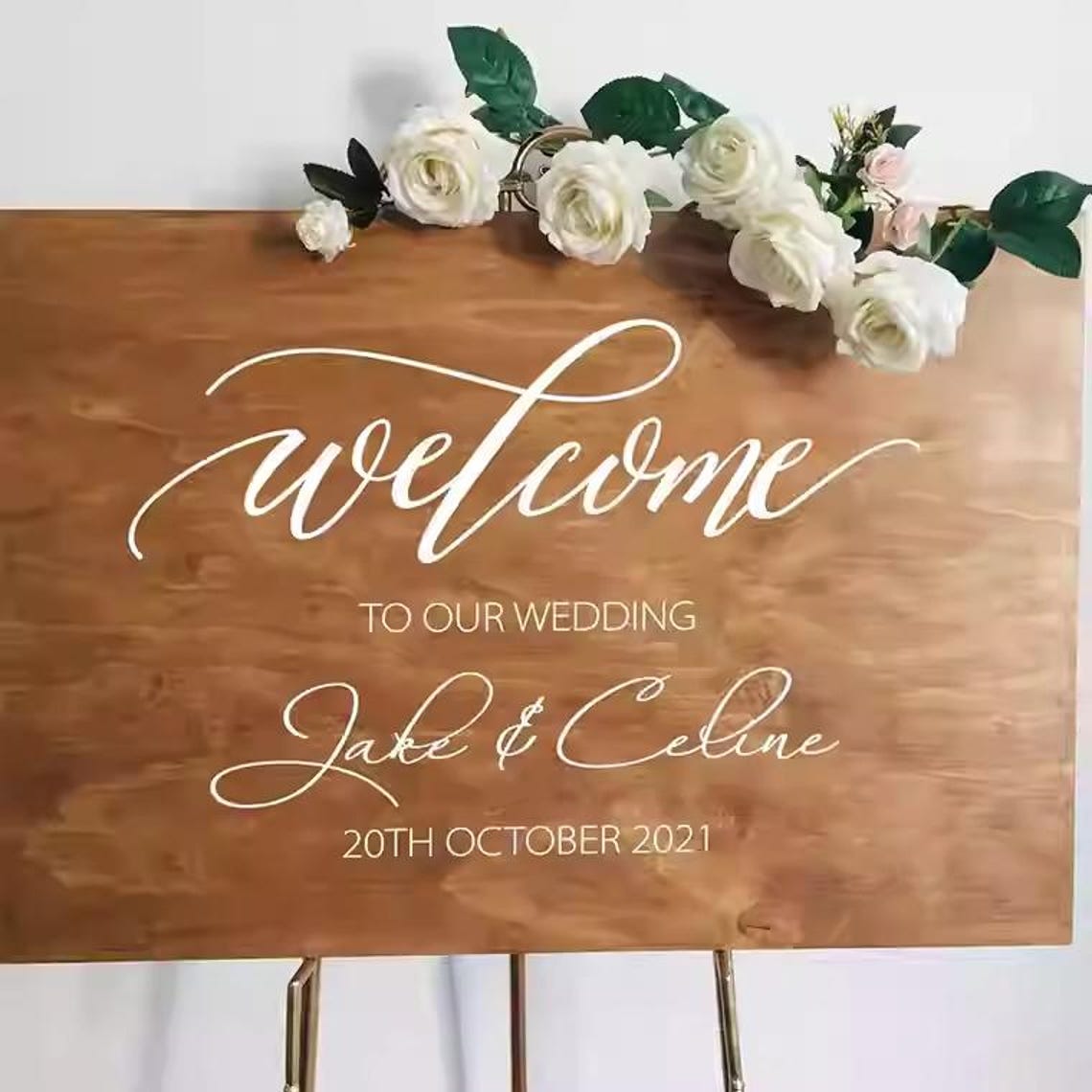 Customized Wooden Wedding Welcome Sign Transparent Wedding Water Sign ...