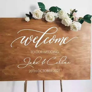 Customized Wooden Wedding Welcome Sign Transparent Wedding Water Sign ...