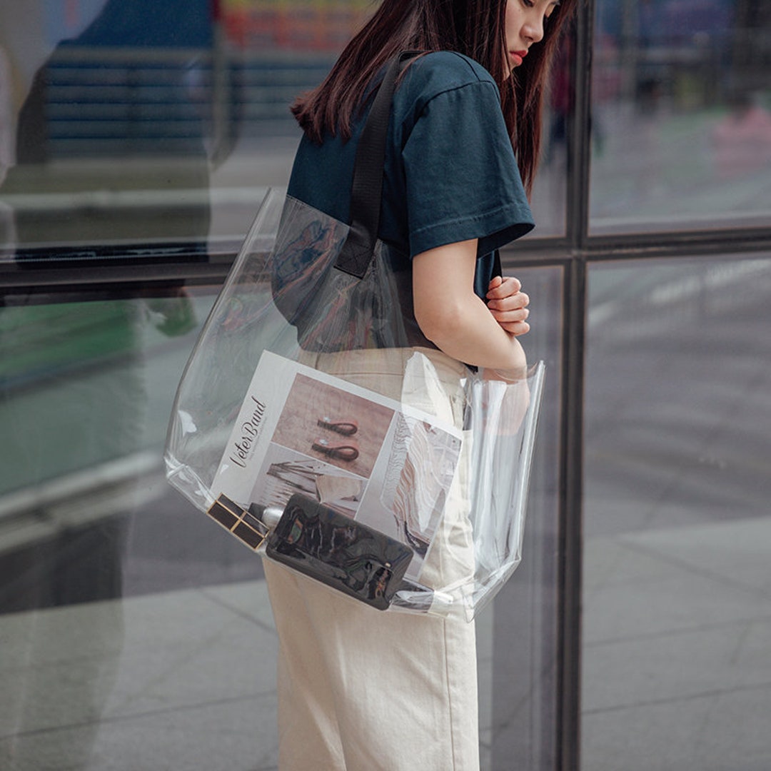 Transparent PVC Tote Bag: Custom Logo, Portable Plastic Shopper - Etsy
