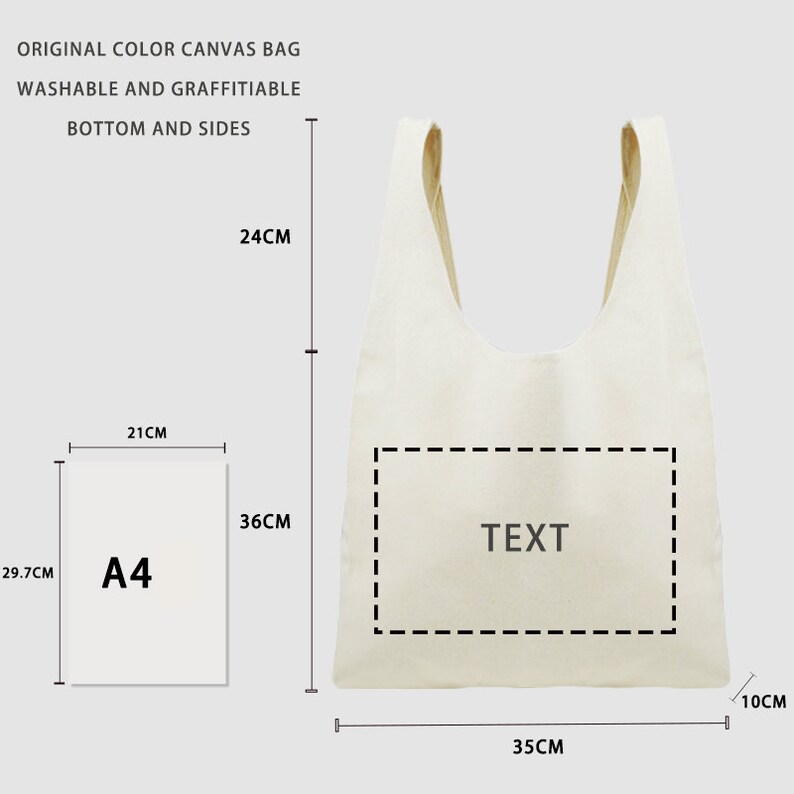 Canvas Personalized Tote Bag, Custom Printed Bag, Script Logo Image ...
