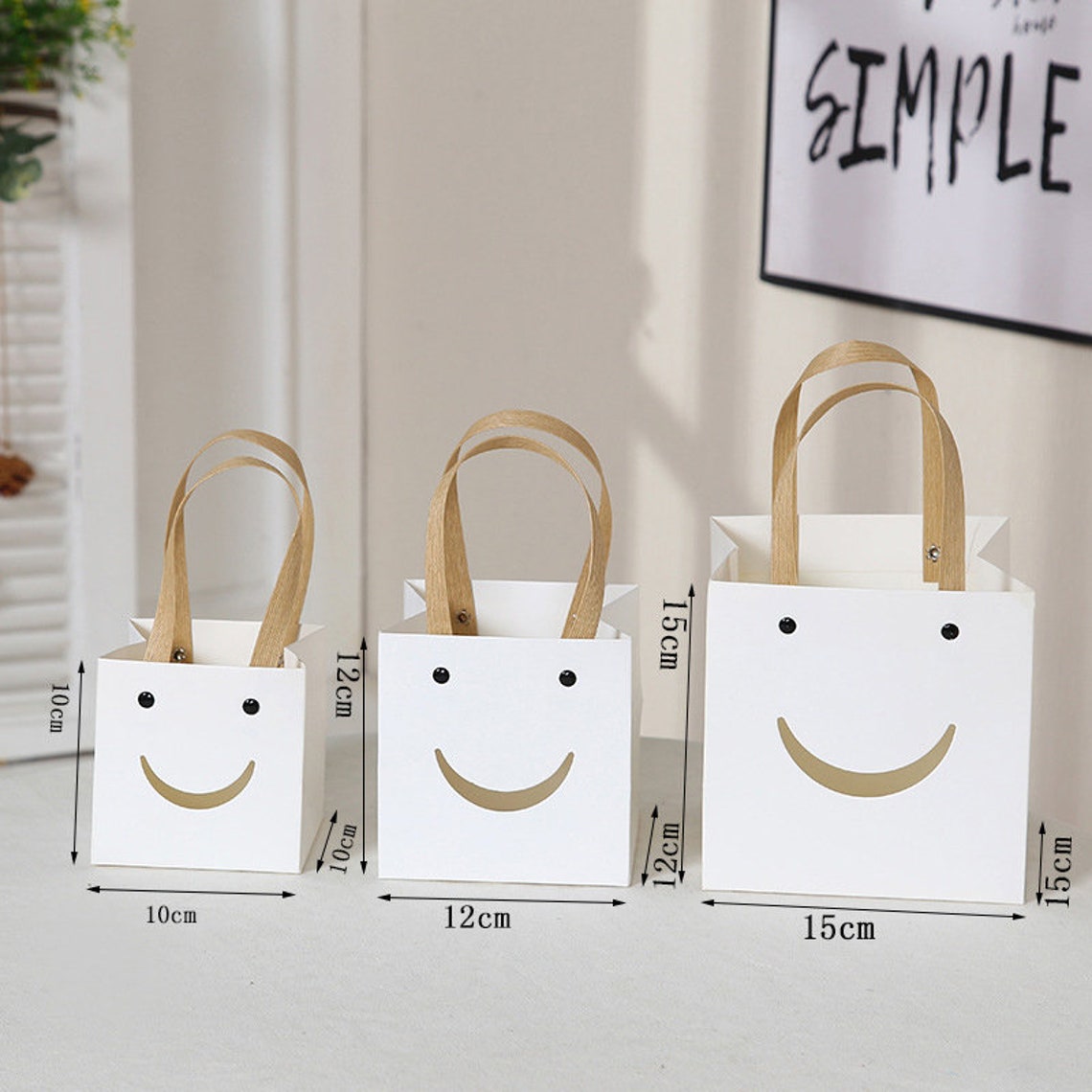 Paper Bags With Smiley Face 10 Pcs. Paper Shopping Bags | Etsy
