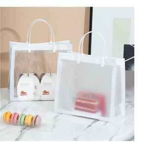 10PC Transparent PVC Hand Bag Milk Tea Bag Gift Bag Shopping Gift ...