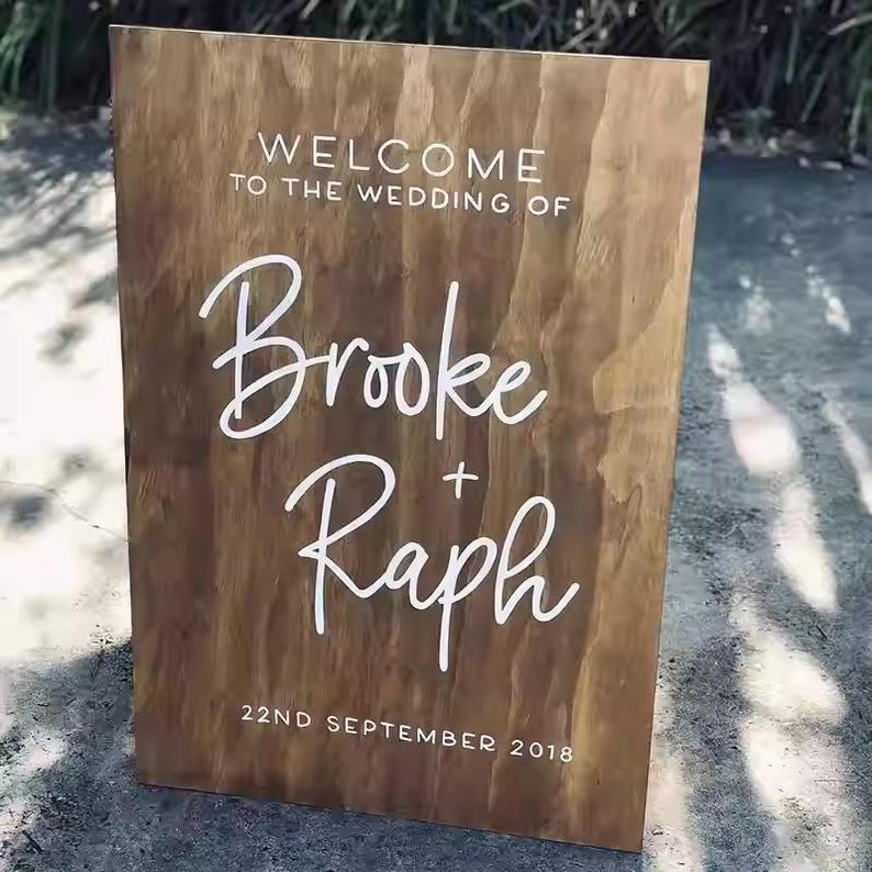 Customized Wooden Wedding Welcome Sign Transparent Wedding Water Sign ...