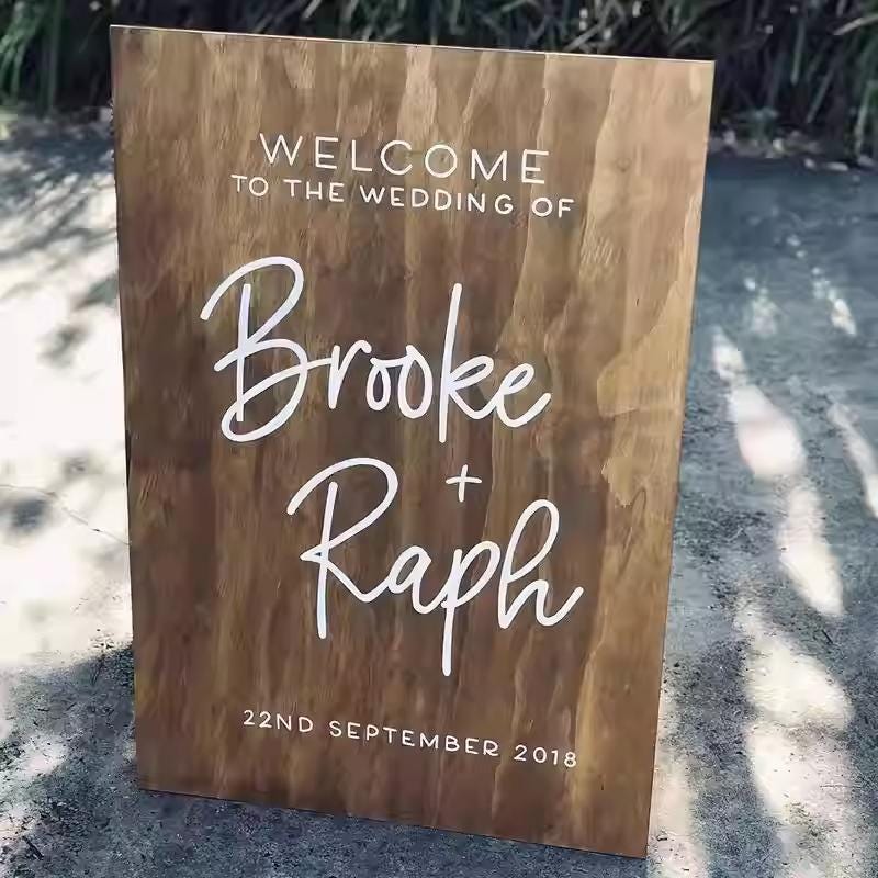 Customized Wooden Wedding Welcome Sign Transparent Wedding Water Sign ...