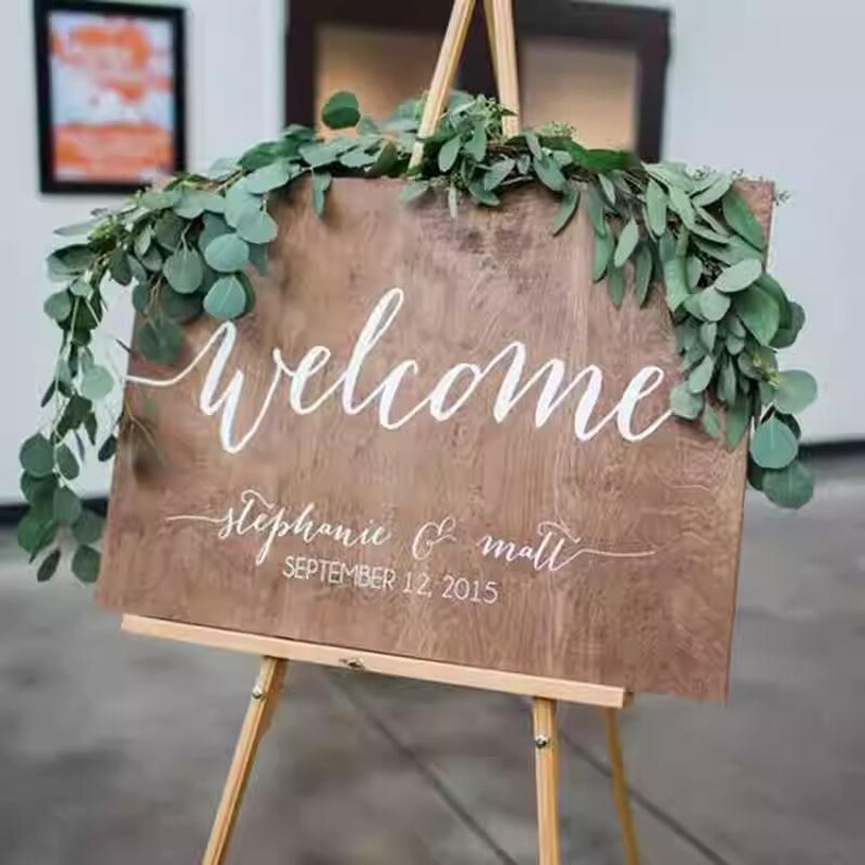Customized Wooden Wedding Welcome Sign Transparent Wedding Water Sign ...