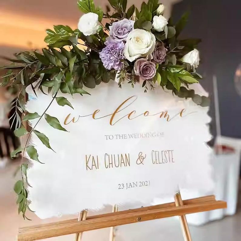 Custom Acrylic Wedding Welcome Sign Transparent Wedding Water Sign ...