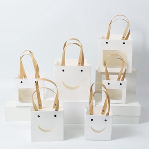 Paper Bags With Smiley Face – 10 Pcs. Paper Shopping Bags, Bulk Gift ...
