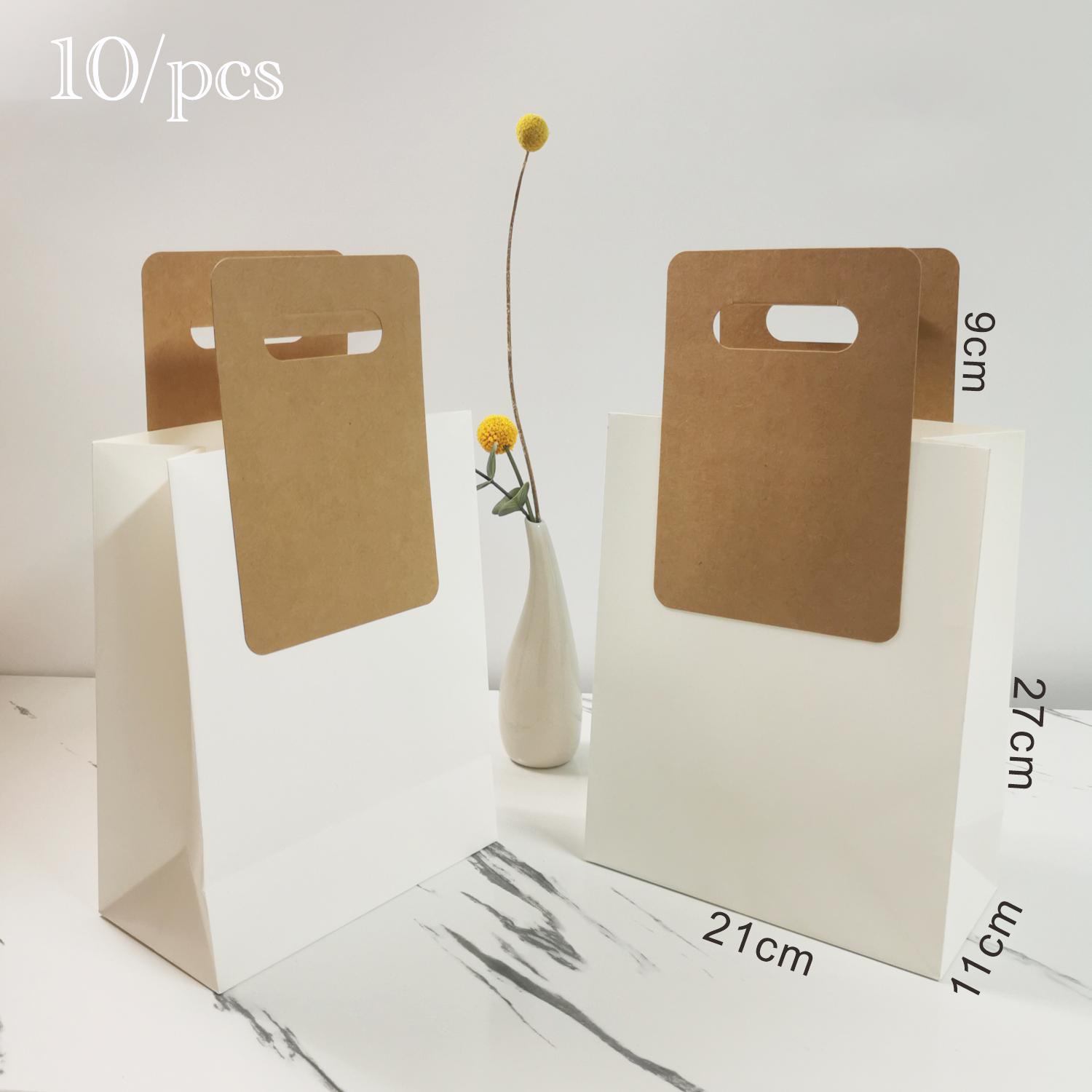 10 PCS Paper Bags With Kraft Handles, Personalized Bulk Business Favor ...