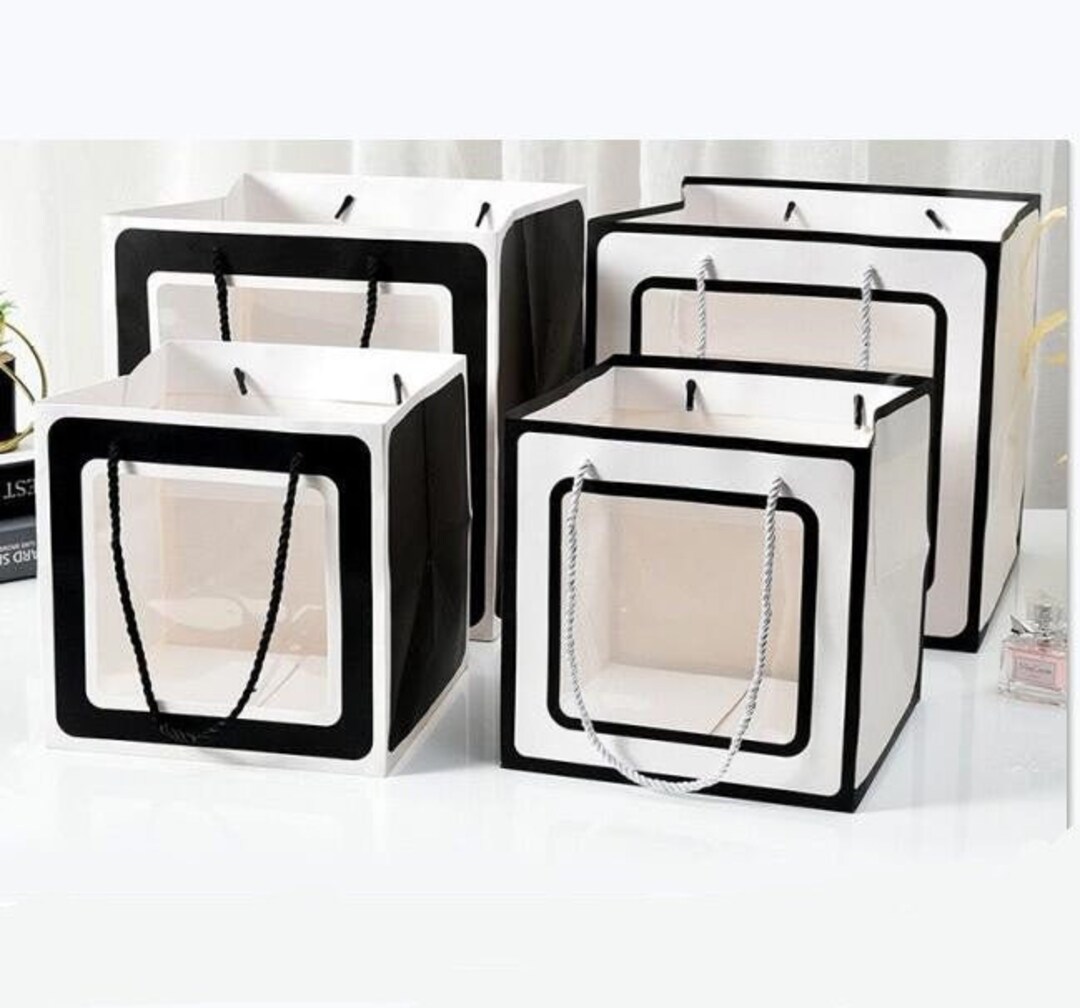 Paper Bag With Transparent Window 10 Pcs. Paper Shopping - Etsy