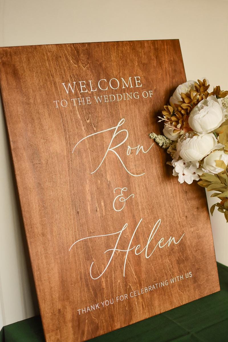 Customized Wooden Wedding Welcome Sign Transparent Wedding Water Sign ...