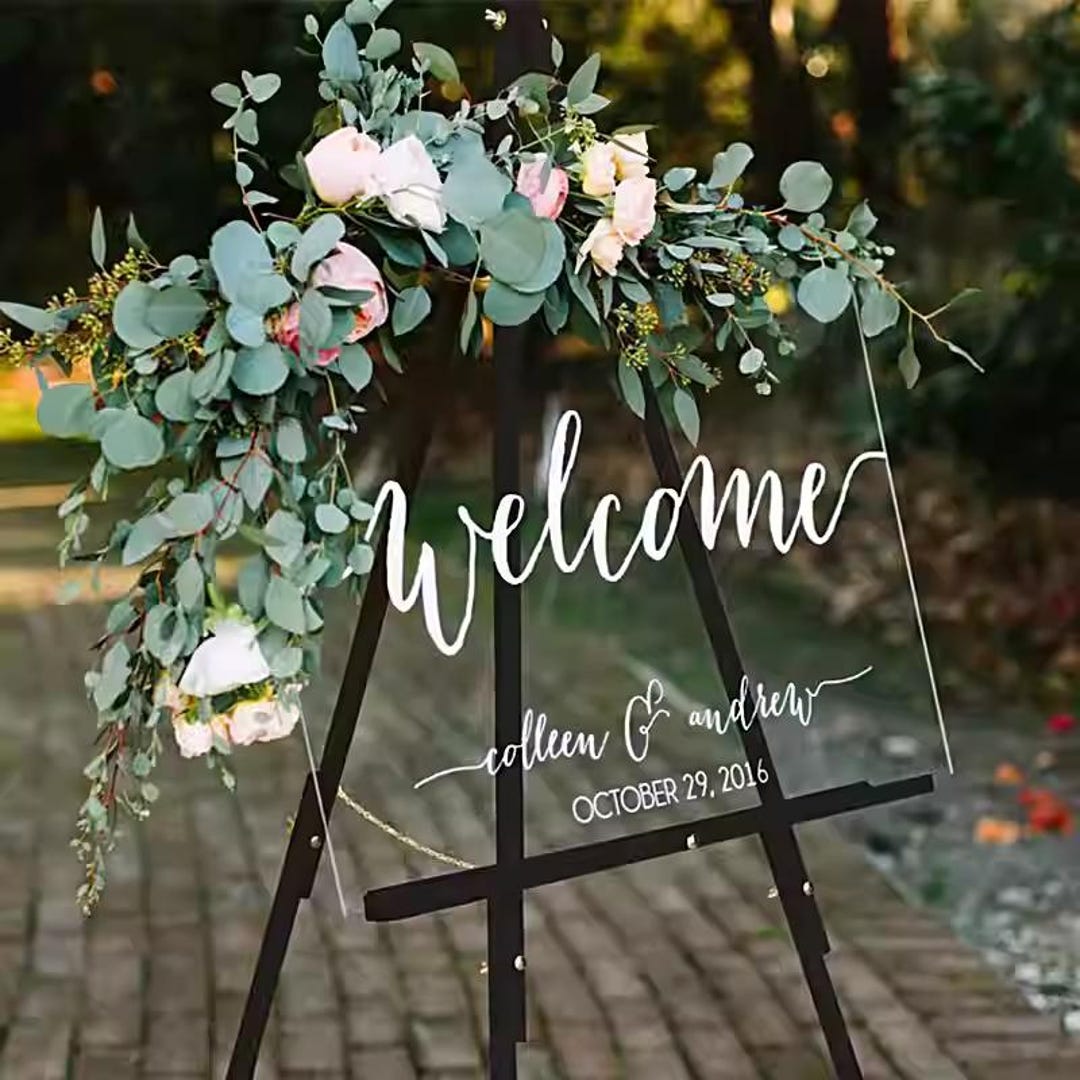 Custom Acrylic Wedding Welcome Sign Transparent Wedding Water Sign ...