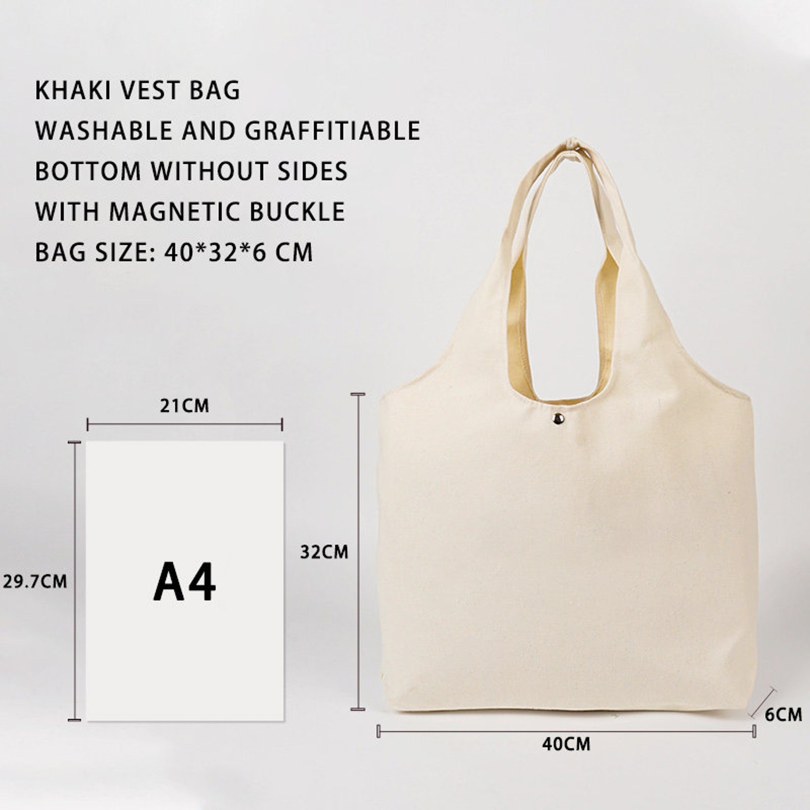 Canvas Personalized Tote Bag, Custom Printed Bag, Script Logo Image ...