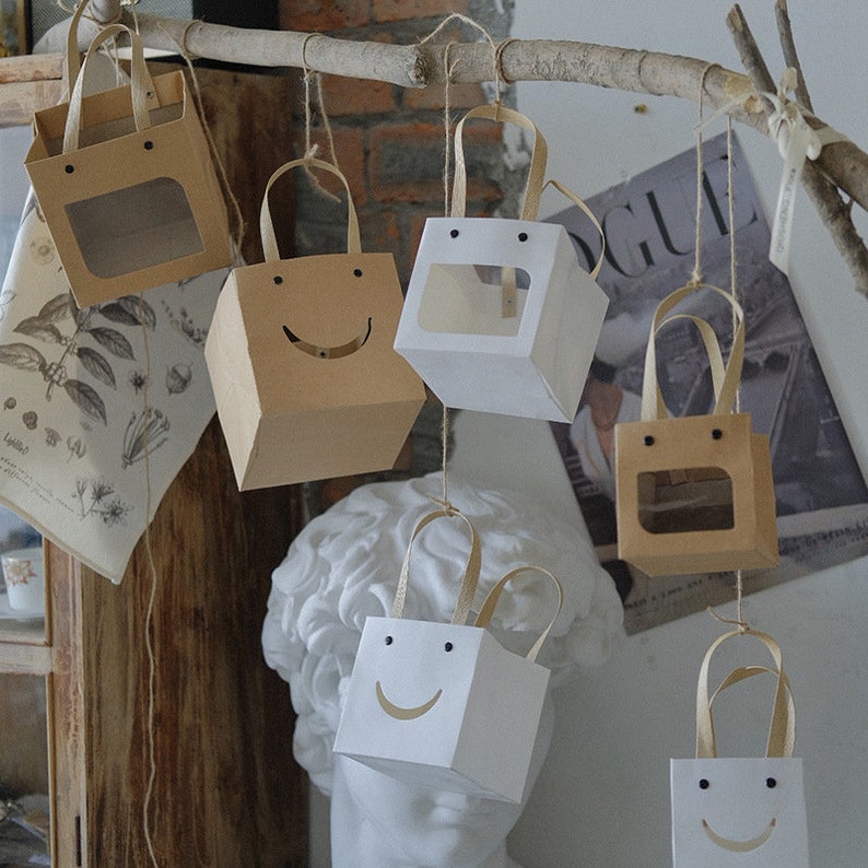 Paper Bags With Smiley Face 10 Pcs. Paper Shopping Bags, Bulk Gift Bags ...