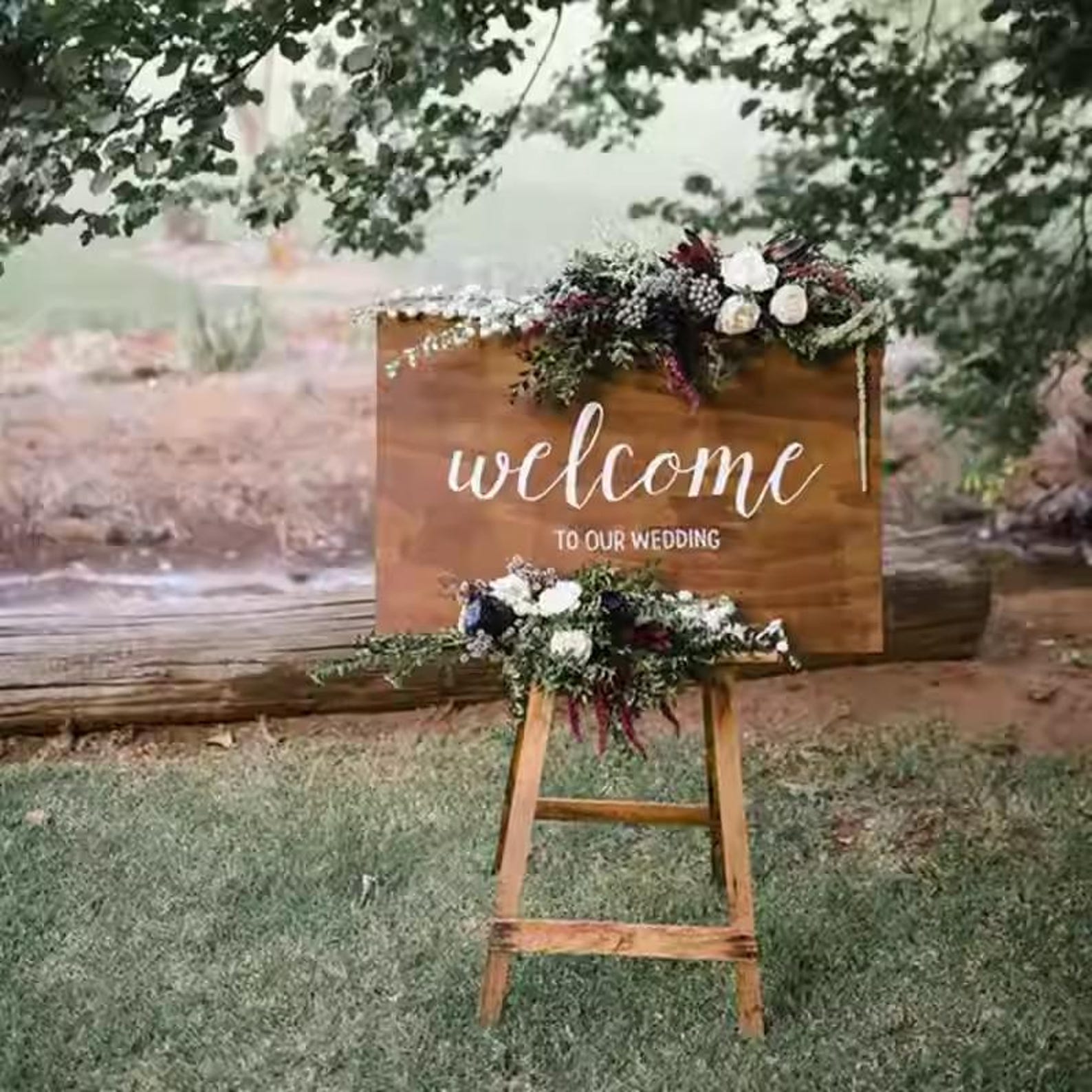 Customized Wooden Wedding Welcome Sign Transparent Wedding Water Sign ...