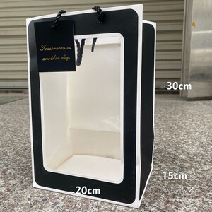 Paper Bag With Transparent Window 10 Pcs. Paper Shopping Bags, Bulk ...