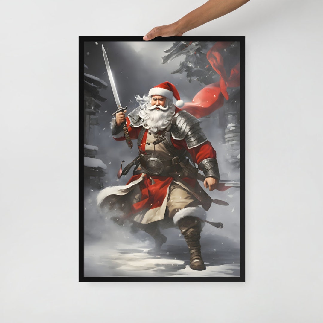 Santa Christmas Samurai Wall Art Digital Download 12 Sizes Holiday ...