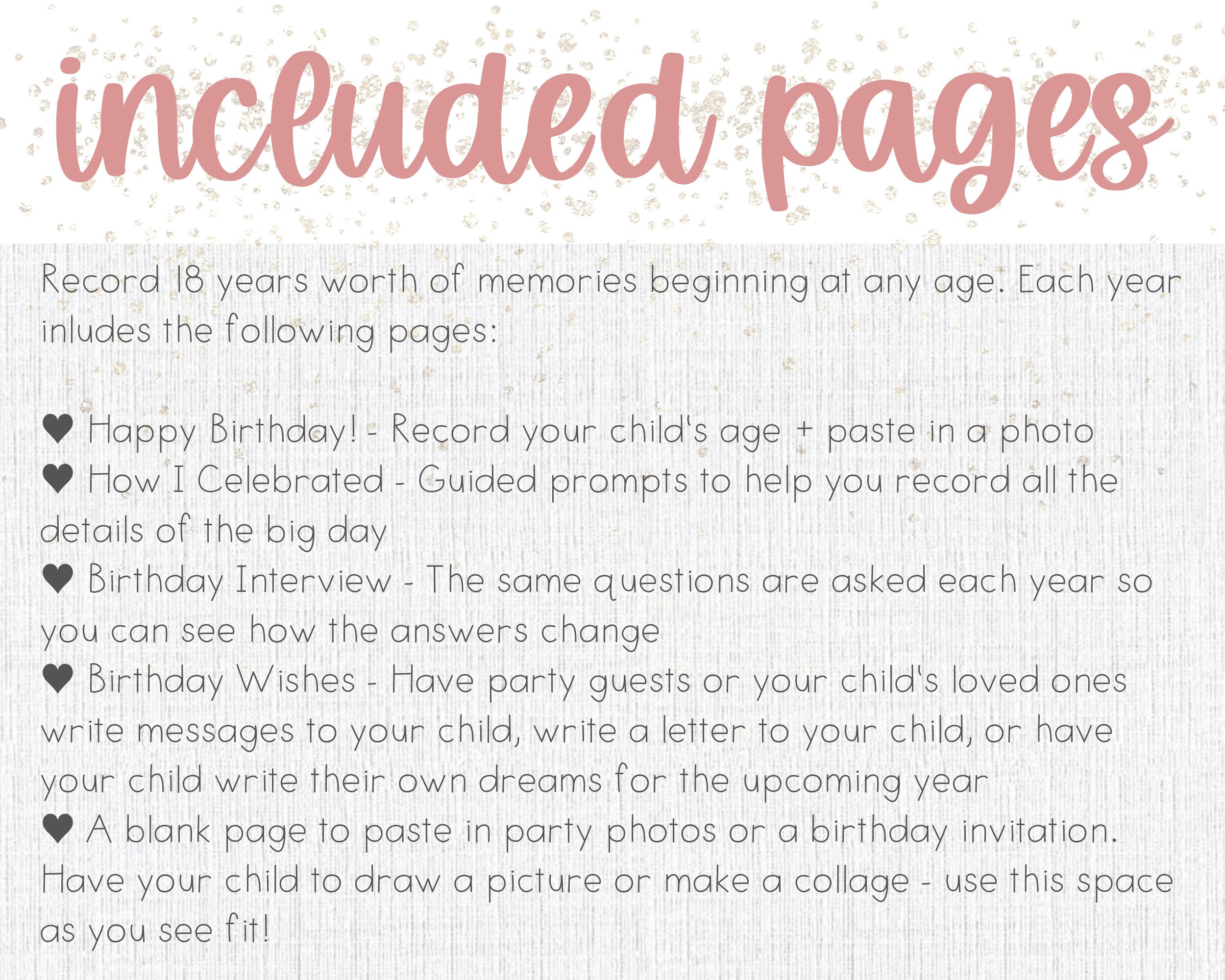 Birthday Memory Book Birthday Interview Book Keepsake Baby - Etsy