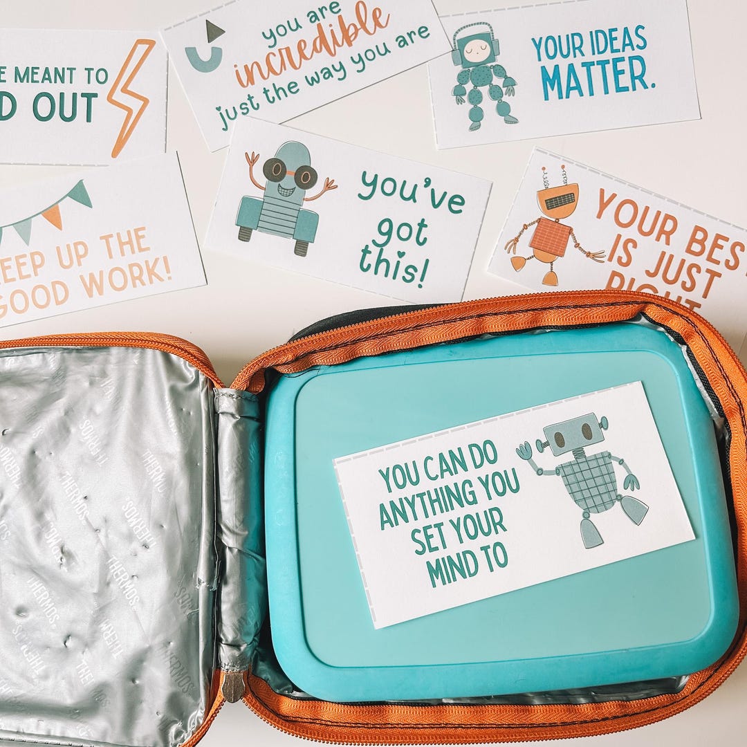 Printable Lunchbox Notes for School Lunches | Robot Lunchbox Notes for ...