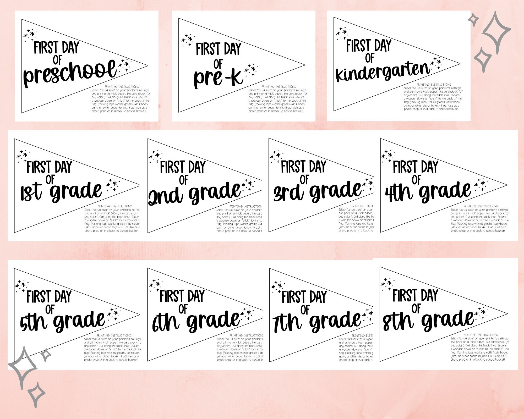 First Day AND Last Day of School Printable Pennant Flags - Etsy