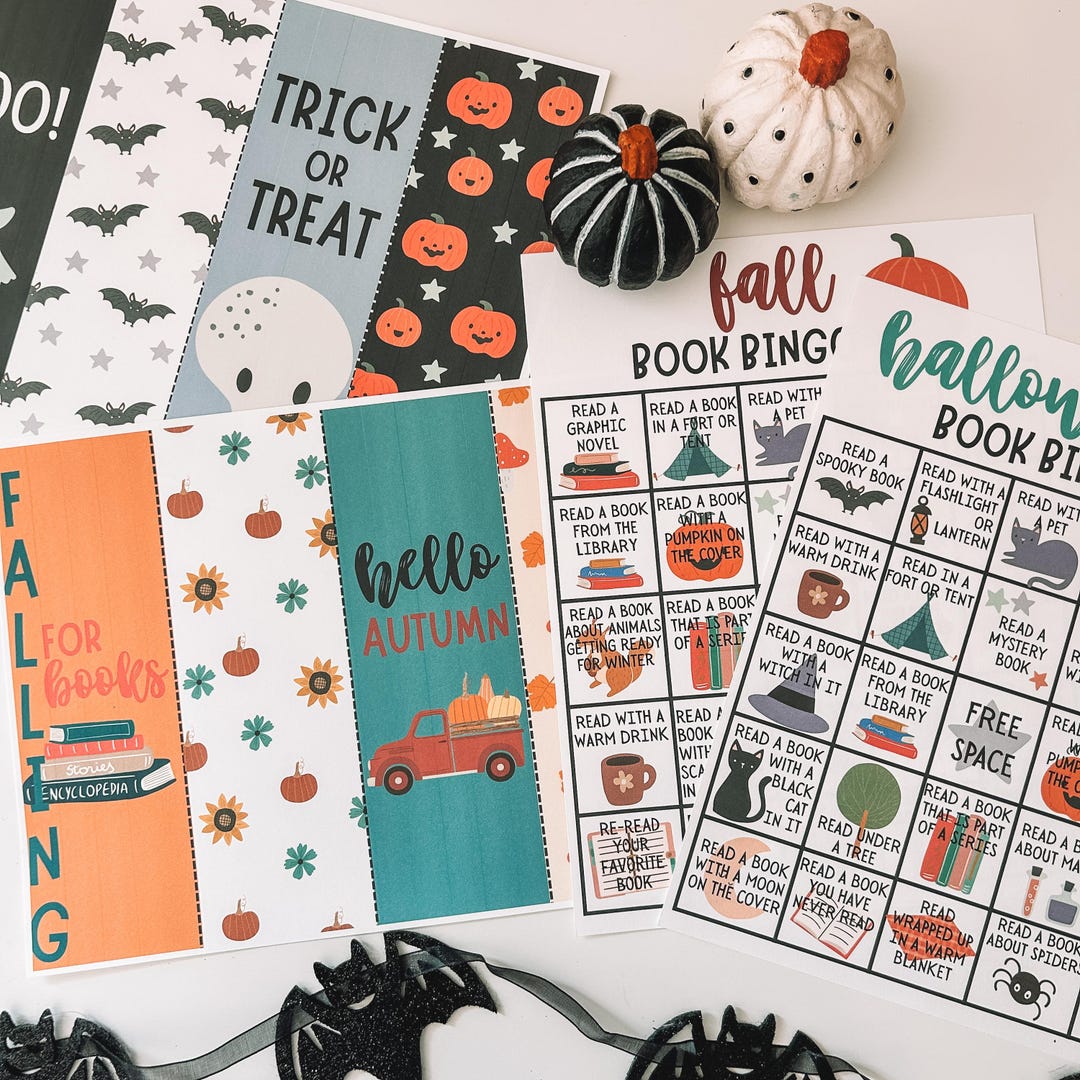 Fall Book Lovers Kid Printable Pack: Fall & Halloween Book Bingo ...