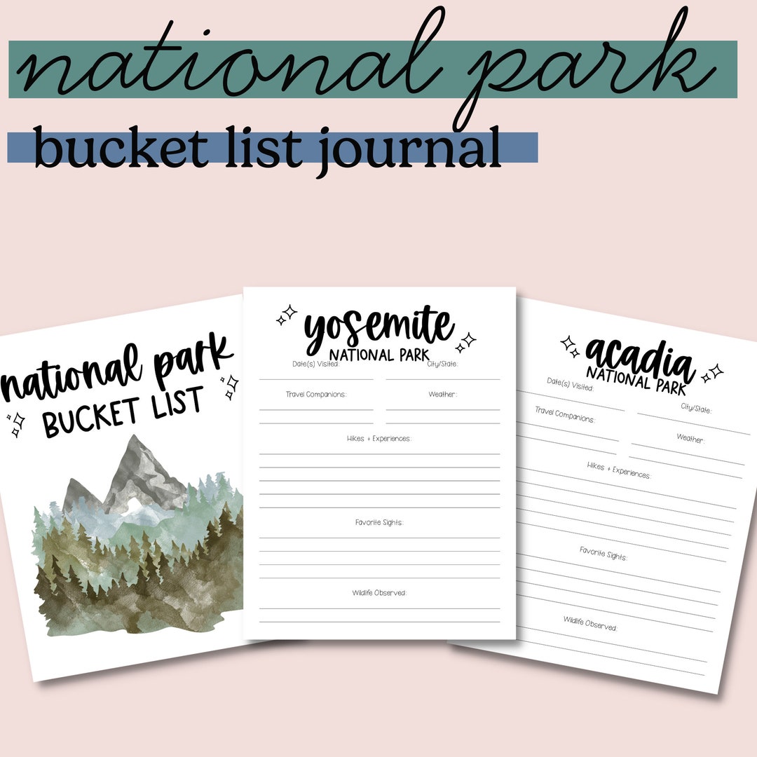 Printable National Parks Bucket List Journal and National Park ...