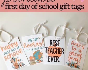 First Day of School Teacher Gift Tag, Printable Teacher Gift Tag ...