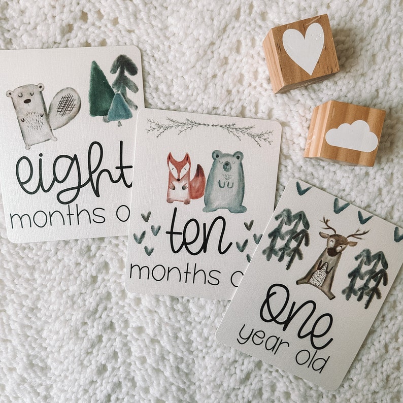 Woodland Animal Baby Milestone Cards: Monthly Photo Props - Etsy