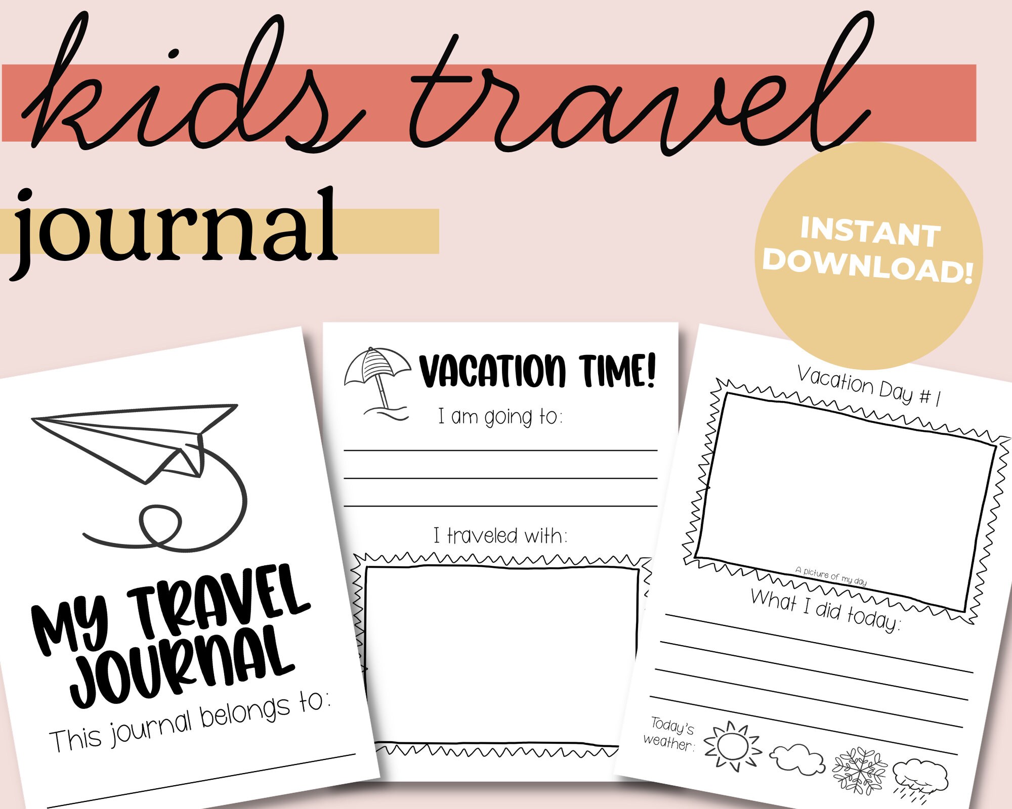 Printable Kids Travel Journal Adventure Journal for Kids - Etsy