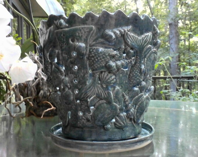 Unique Large Handmade Pottery Orchid Pot With Holes - Decorative Orchid ...