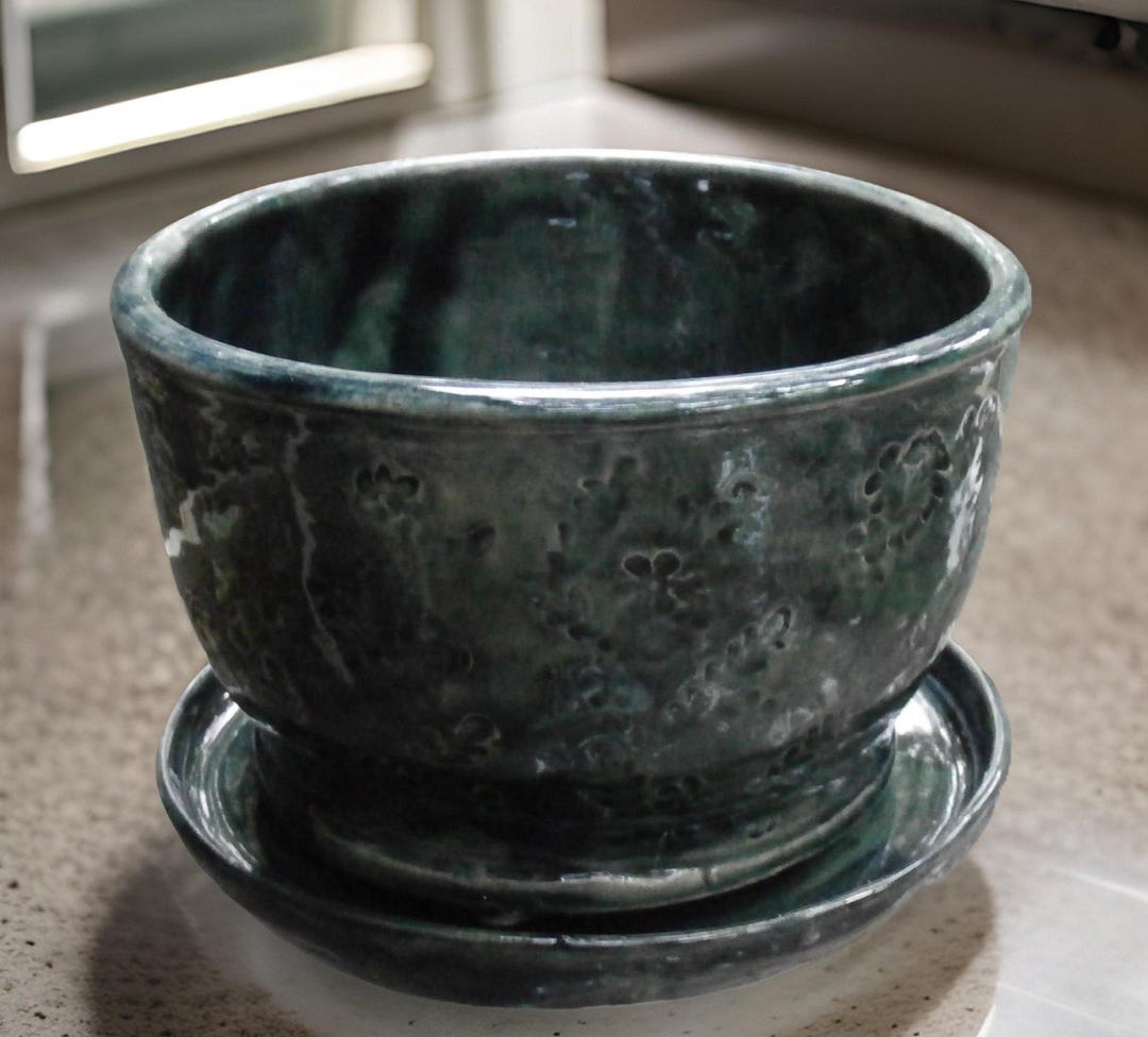 Small Handmade Pottery Planter - Ceramic Planter Pot With Drainage and ...