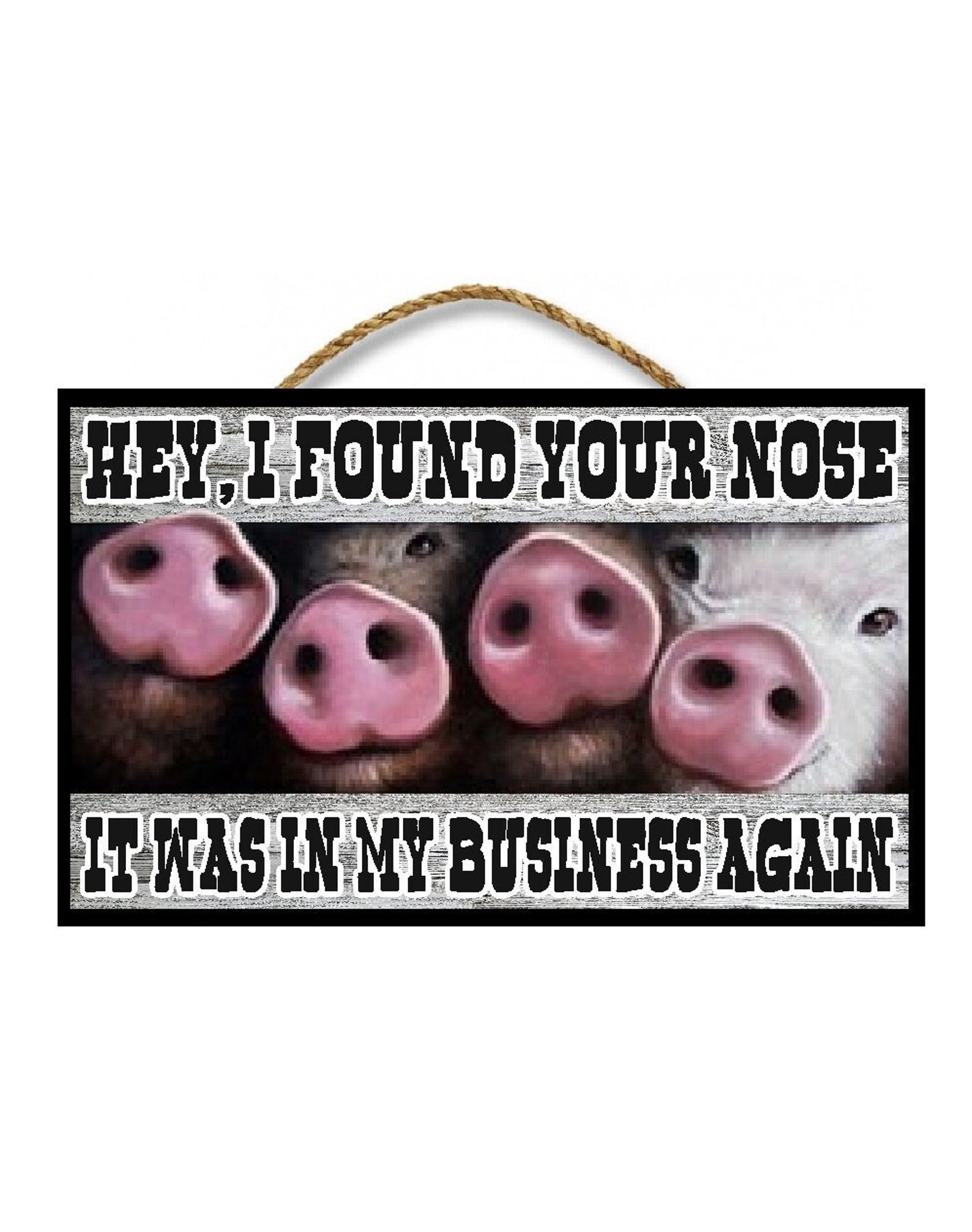 Funny Pig Wood Sign | Nose in My Business Home and Office Decor - Etsy