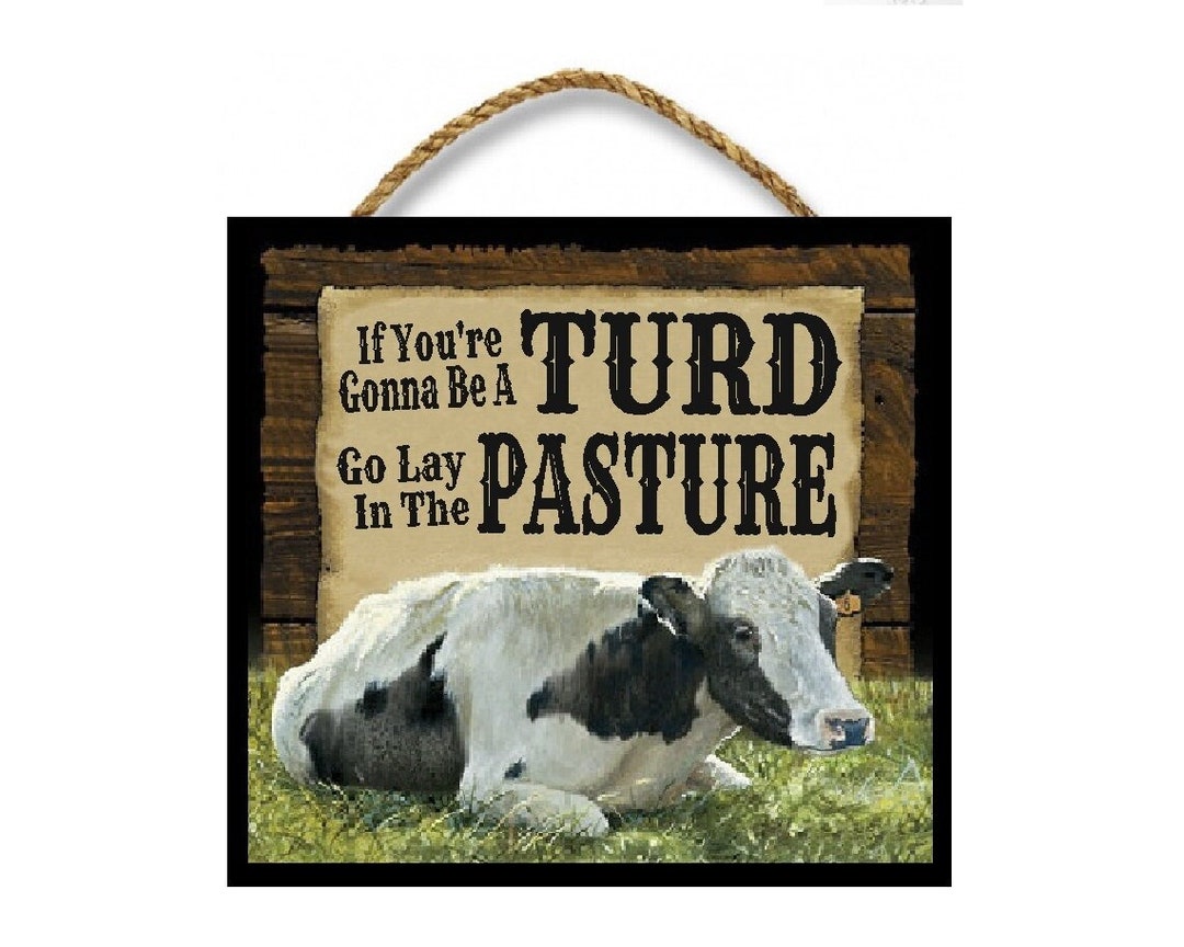 Funny Cow Rustic Wood Sign | Farmhouse Decor - Etsy