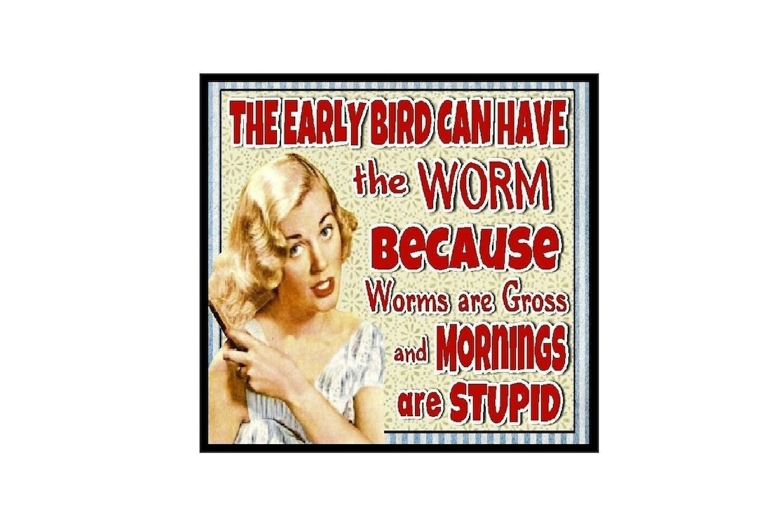 Funny Gift | Retro Locker Magnet | Worms Are Gross | Mornings Are ...